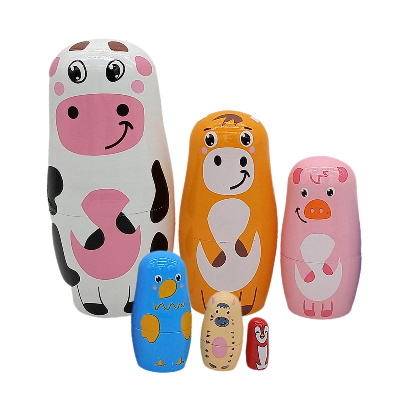 6x Cartoon Russian Nesting Dolls ,Crafted Doll Matryoshka Doll Stacking ...