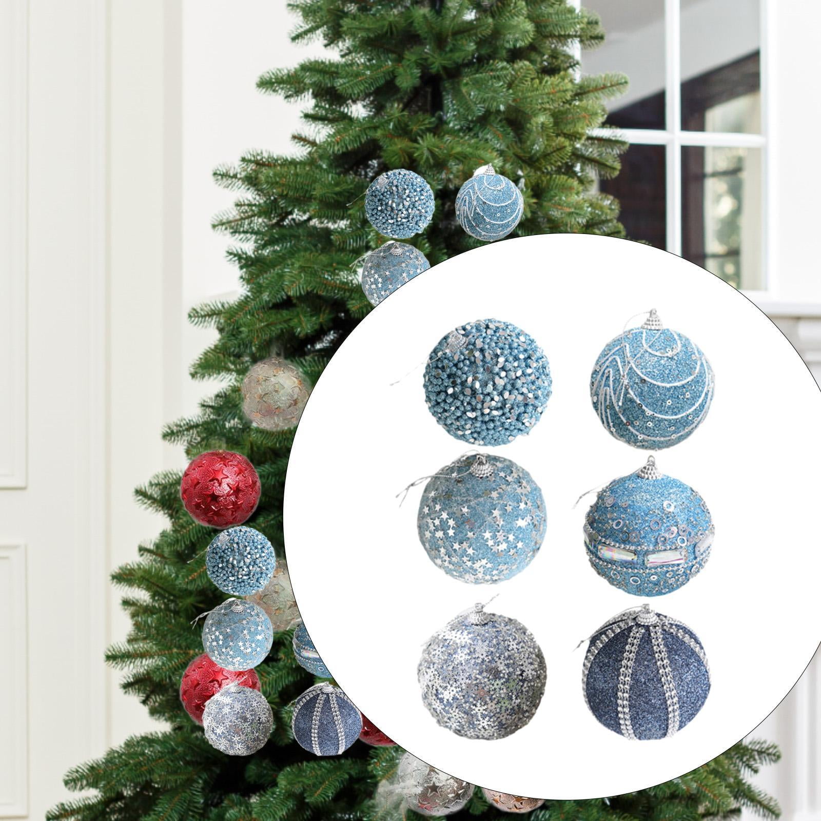 6x Christmas Ball Ornaments 8 cm Decorative Hanging Baubles Christmas Tree Hanging Ornaments for ...