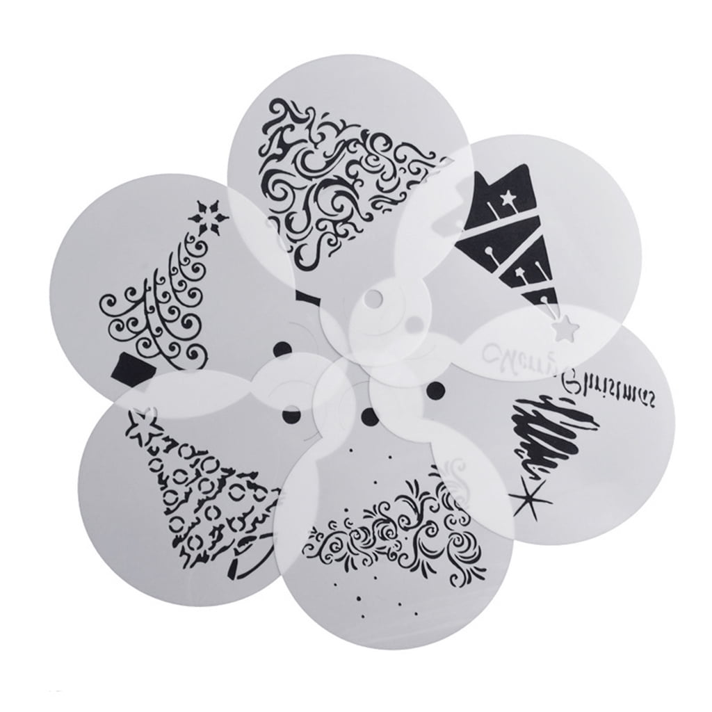 6x Christmas Tree Painting Stencils Template Craft for Art Card Making ...