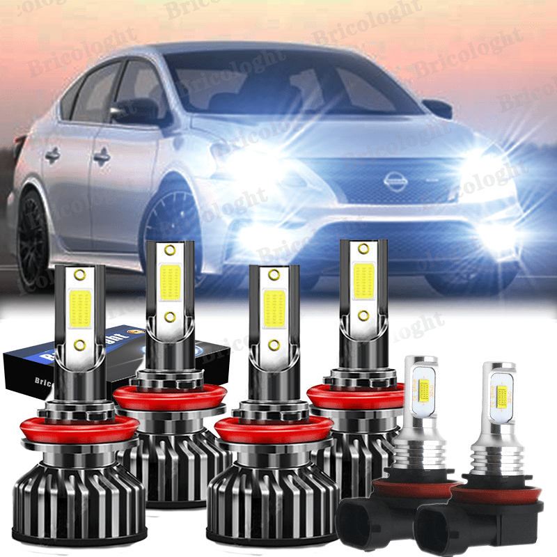 6x For 2013-2019 Nissan Sentra LED Headlight Hi-Lo Bulbs + Fog Lights ...