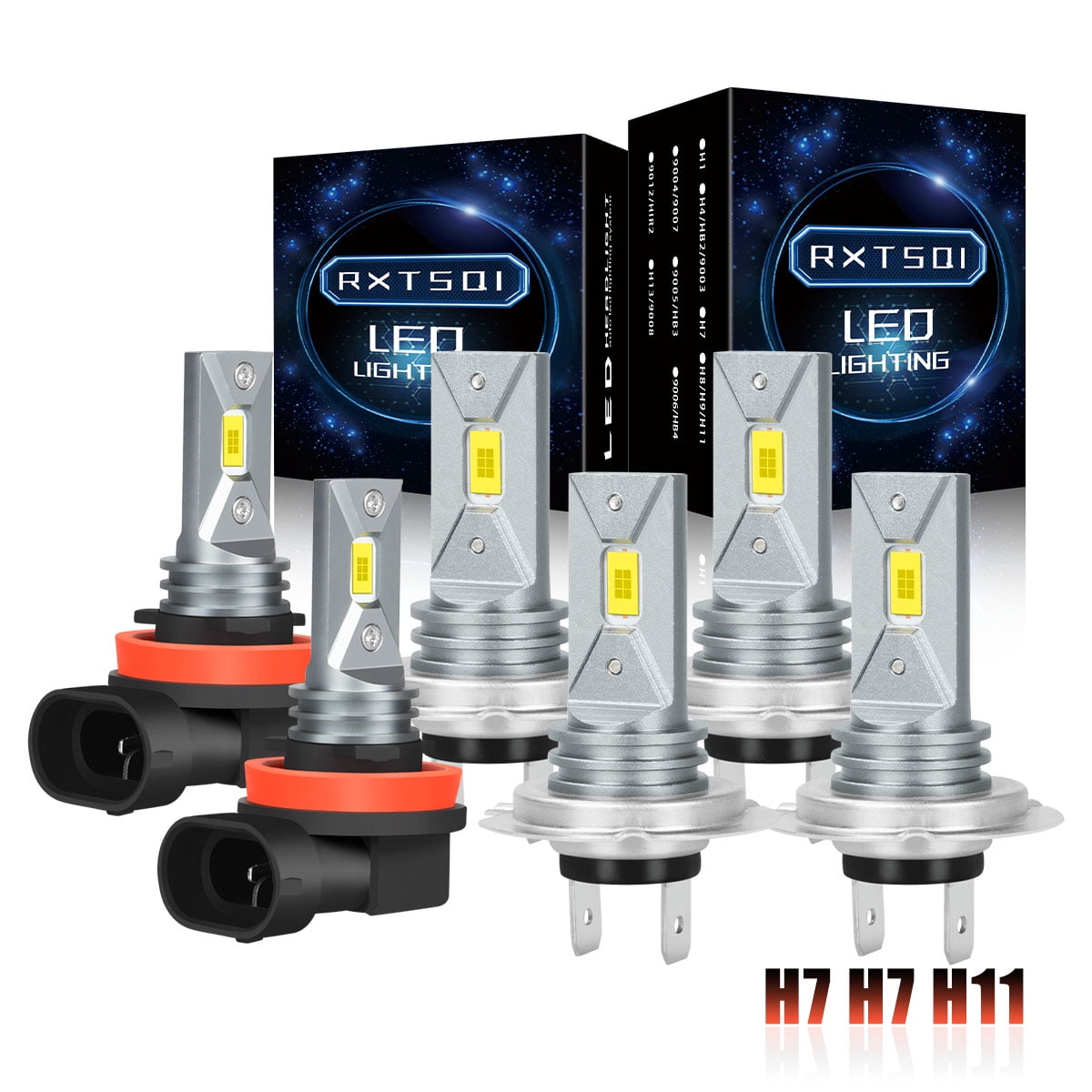 6x H7 H7 H11 LED Headlight Fog Light Bulbs Kit Plug&Play For Hyundai ...