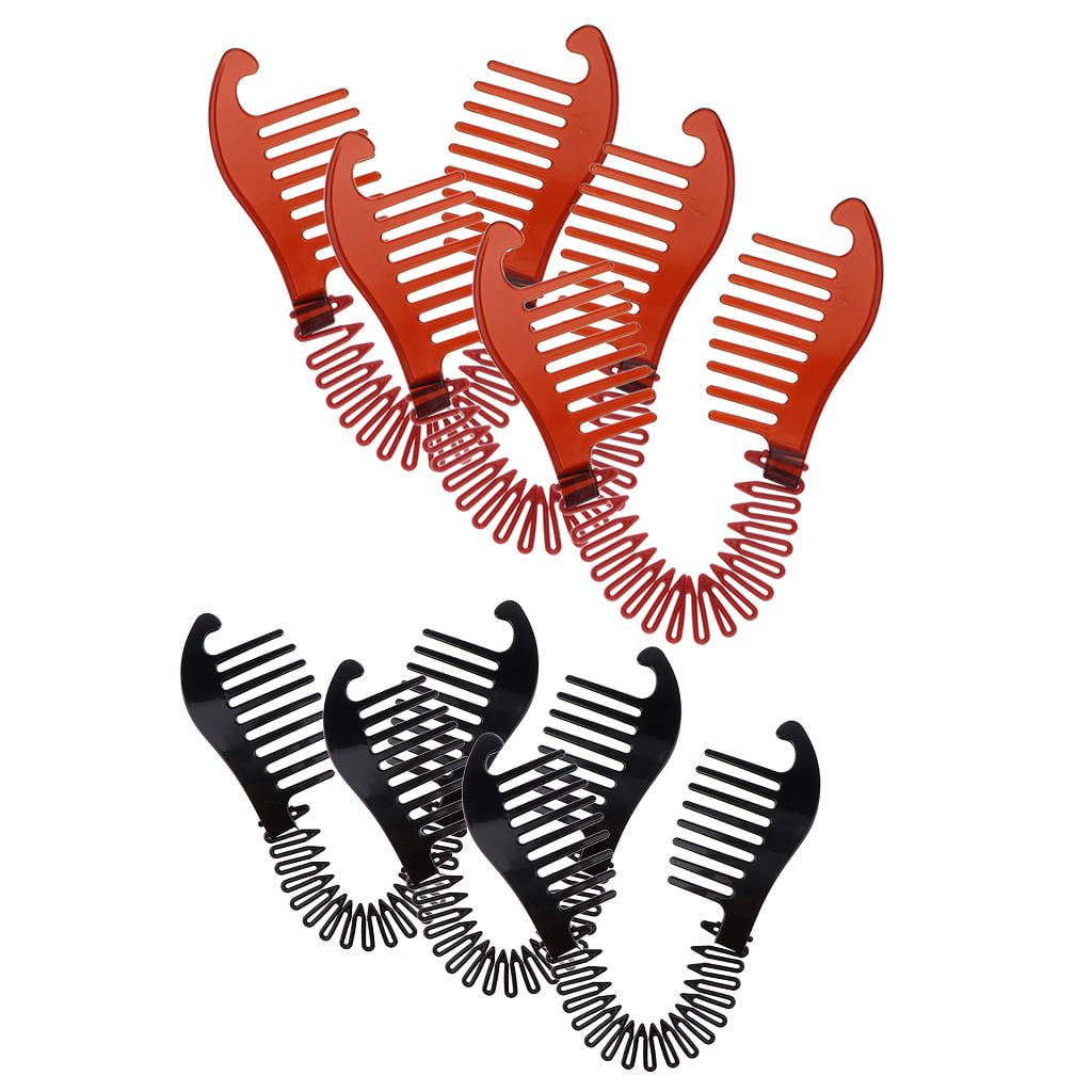 6x Interlocking Banana Combs Hairclip French Side Combs Holder Bendable ...