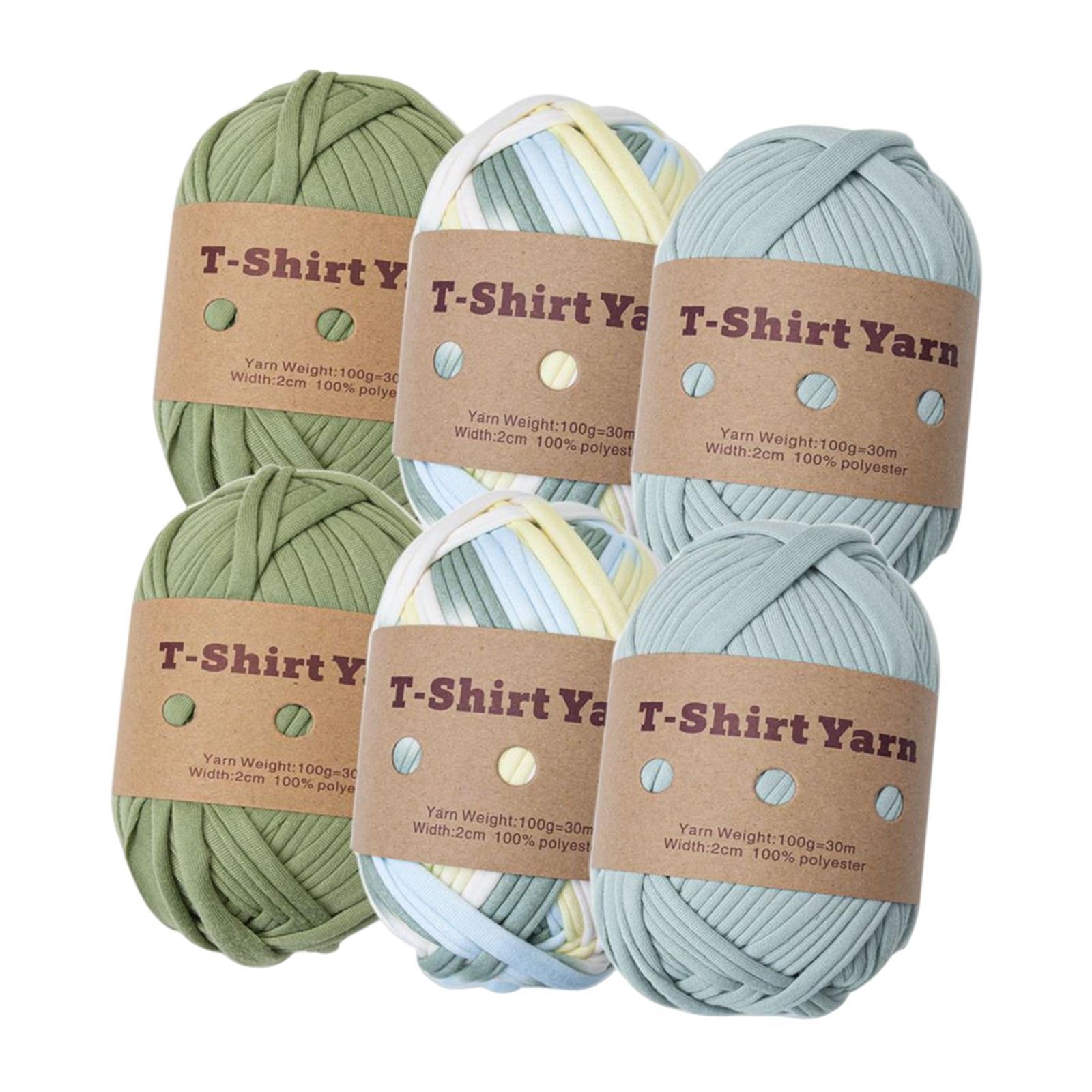 GUOOL Knitting Yarn, 6 Rolls Polyester Spaghetti Yarn, T-Shirt Yarn for ...