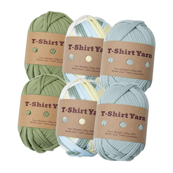 GUOOL Knitting Yarn, 6 Rolls Polyester Spaghetti Yarn, T-Shirt Yarn for ...