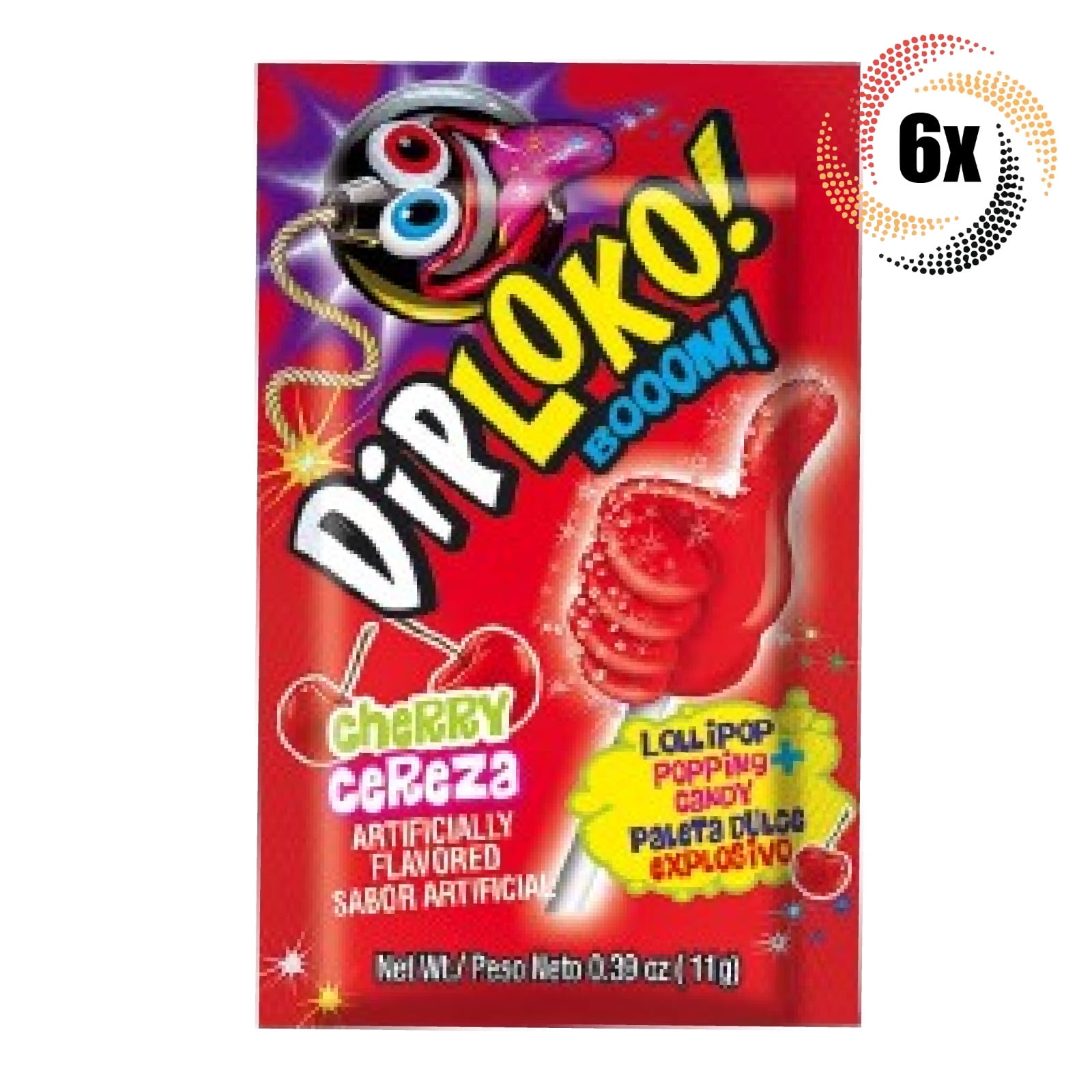 6x Packets Dip Loko Booom! Cherry Popping Candy - .39oz - - Walmart.com