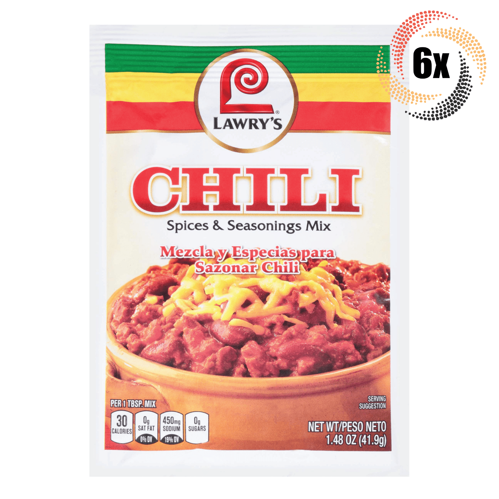 6x Packets Lawry's Chili Flavor Spices & Seasoning Mix | No MSG | 1 ...