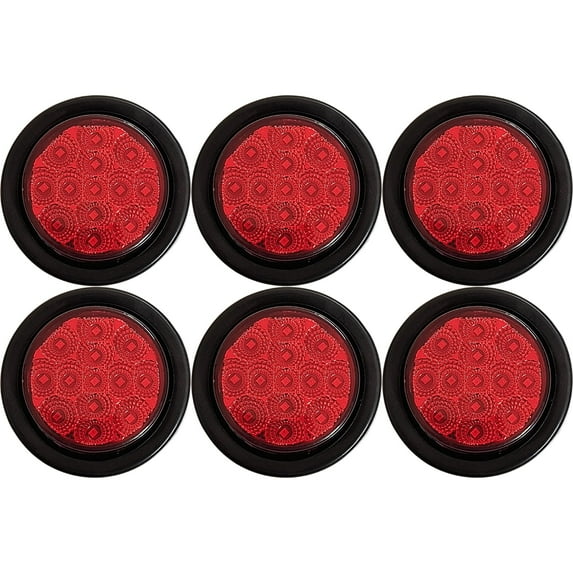 6x Red 2.5" Round Amber Led Clearance Side Marker ID Lights Kit 13 LED ...
