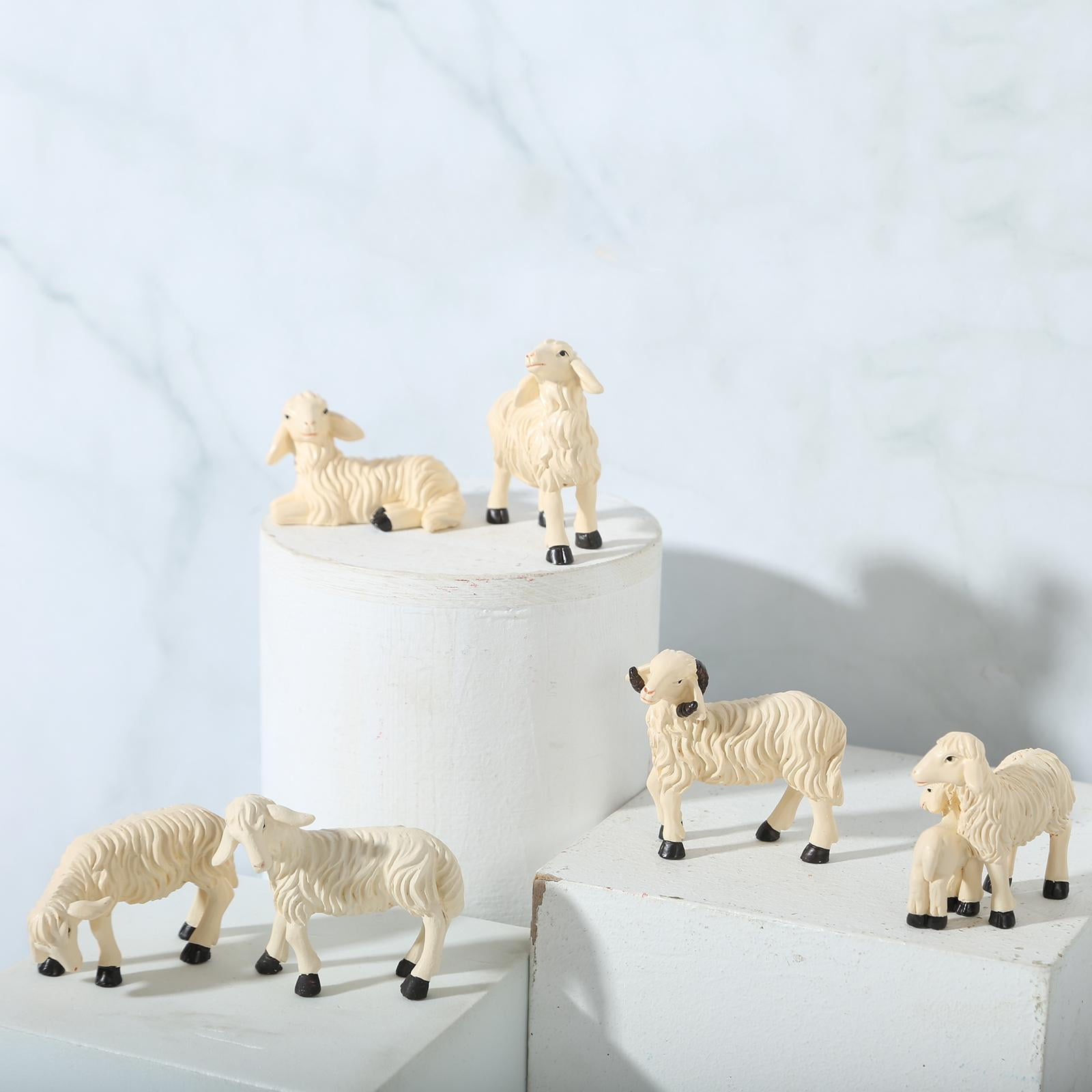 6x Sheep Statue Dollhouse Miniature Figures Animal Toys Micro Landscape ...