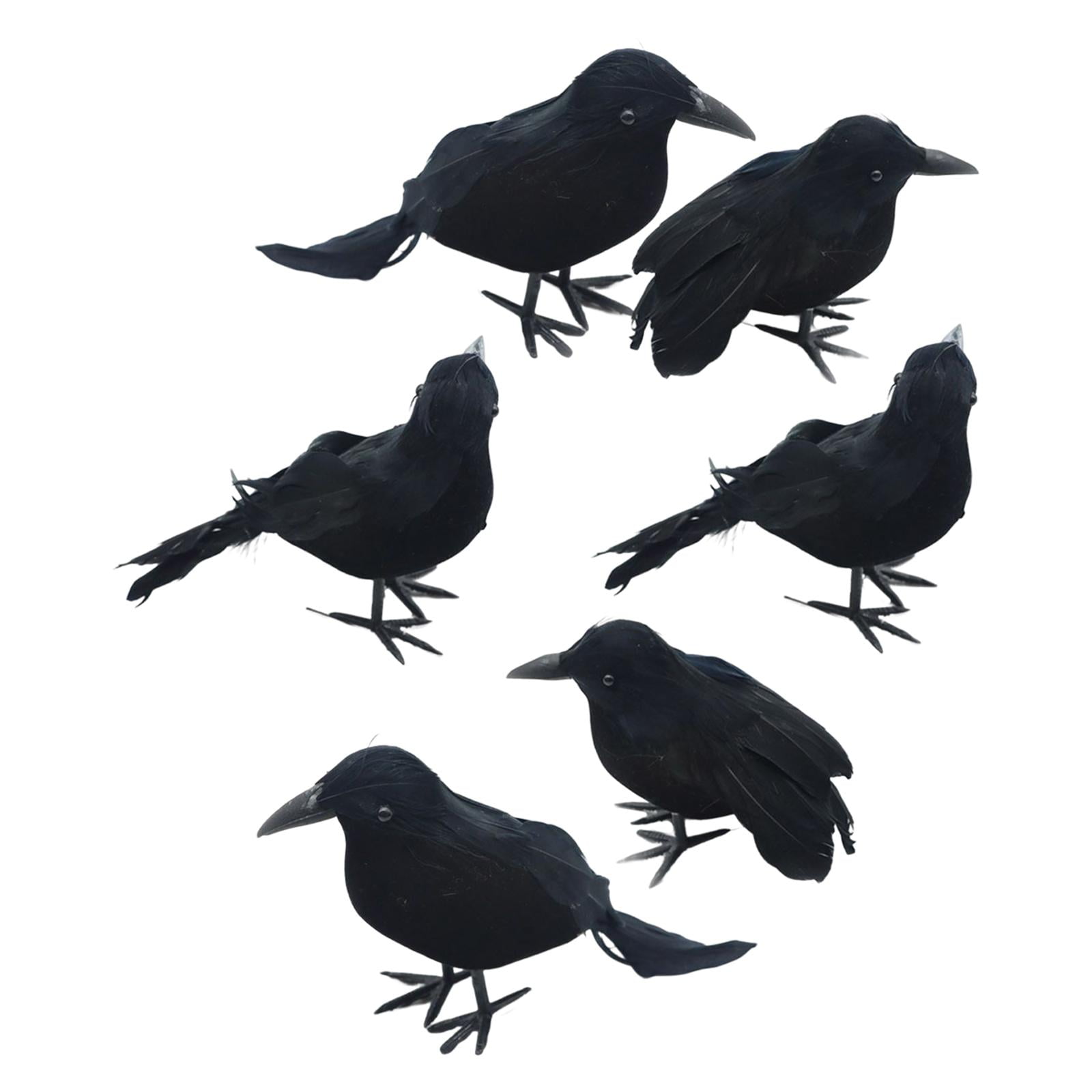 6x Simulation Halloween Crows Birds Raven Prop Handmade Animal Model ...