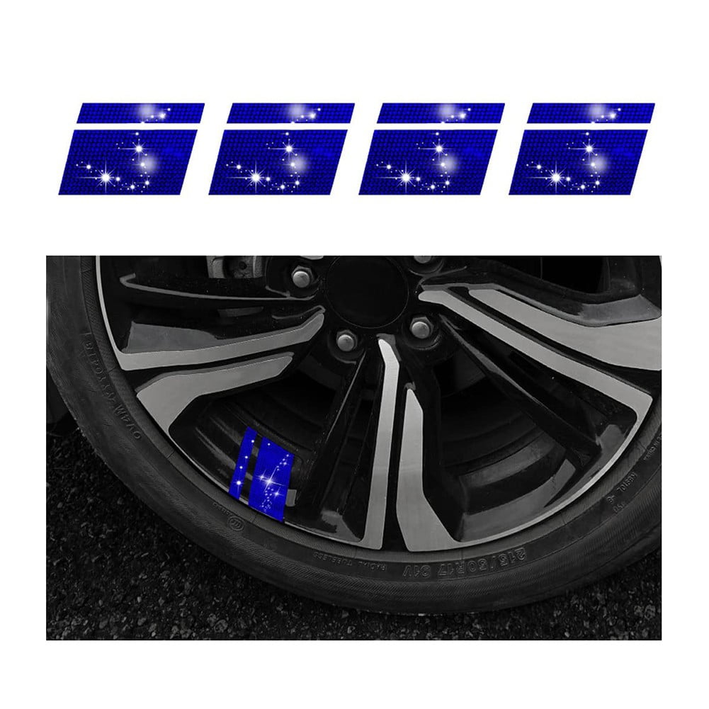6x Universal Car Wheel Rim Rhinestones Stripe Overlay Decal Crystal ...