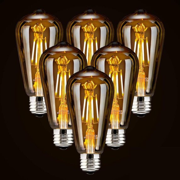6x Vintage E27 ST64 Filament LED Light Bulb 4W Industrial Edison Lamp ...
