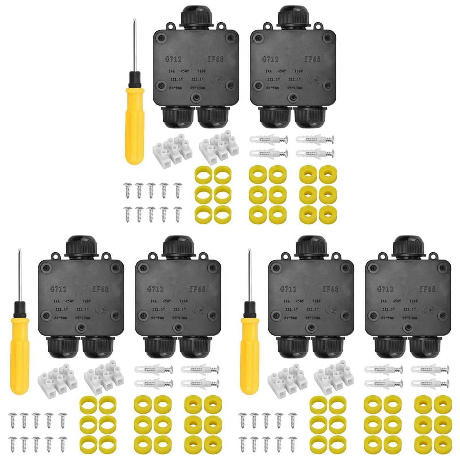 6x Waterproof Junction Box IP68 Outdoor Gland Electrical Junction Box ...
