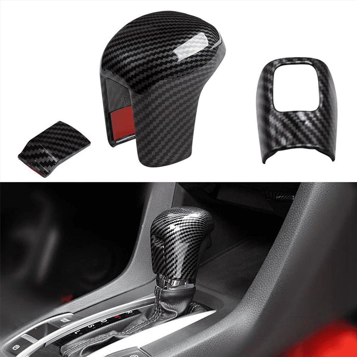 6x for 10Th 2016-2020 Car Carbon Fiber Gear Shift Knob Cover Lever Trim ...