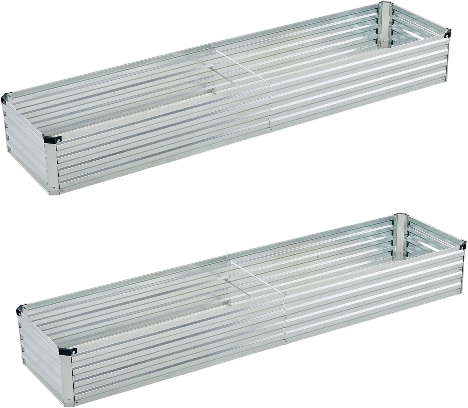 6x1.5x1ft(2 Pack) Galvanized Raised Garden Bed,Outdoor Planter Box ...