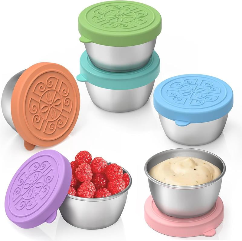 6x1.6 Oz Leakproof Salad Dressing Containers With Lids, Stainless Steel ...