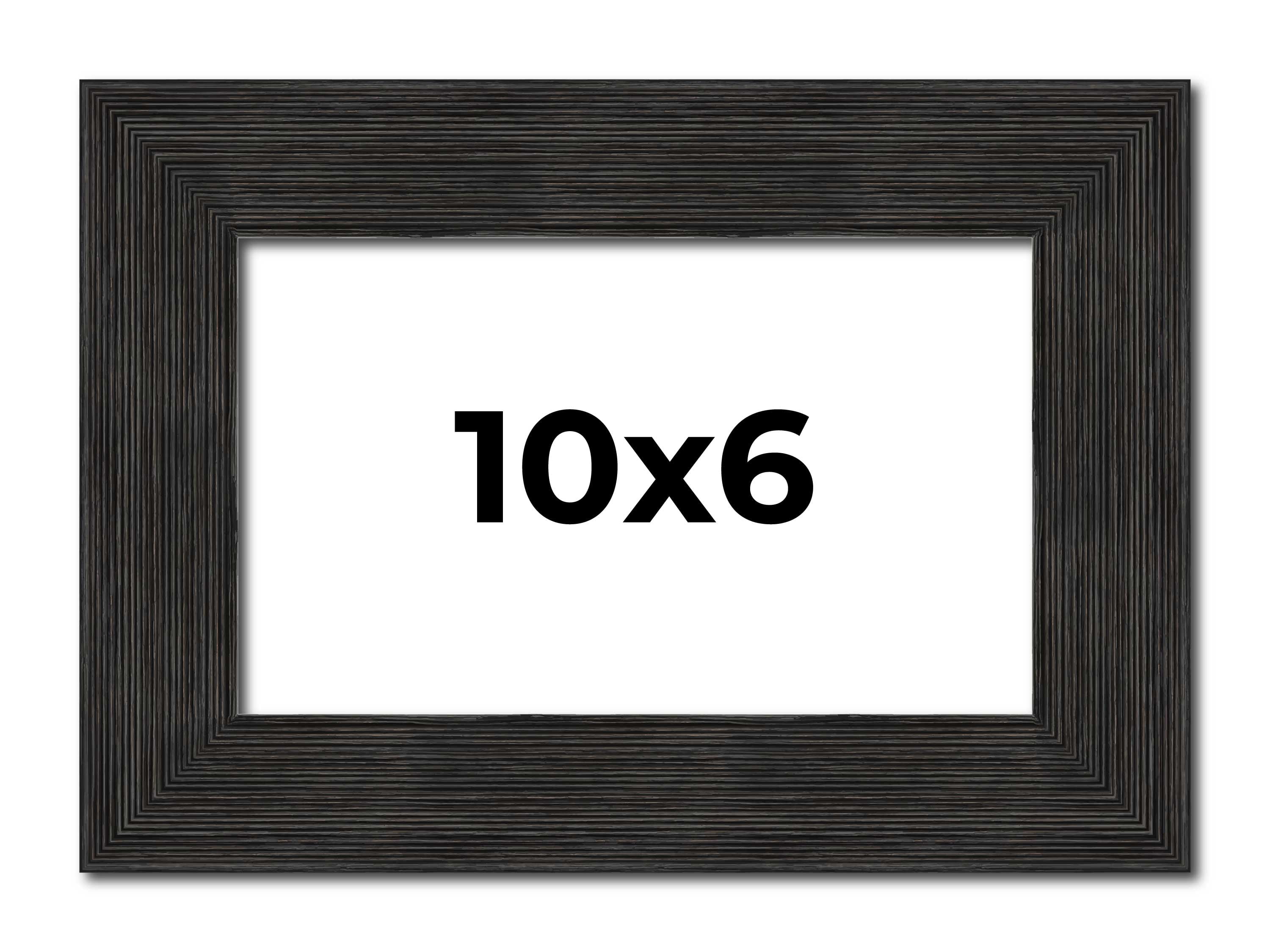 6x10 Contemporary Black Picture Frame - UV Acrylic, Foam Board Backing ...