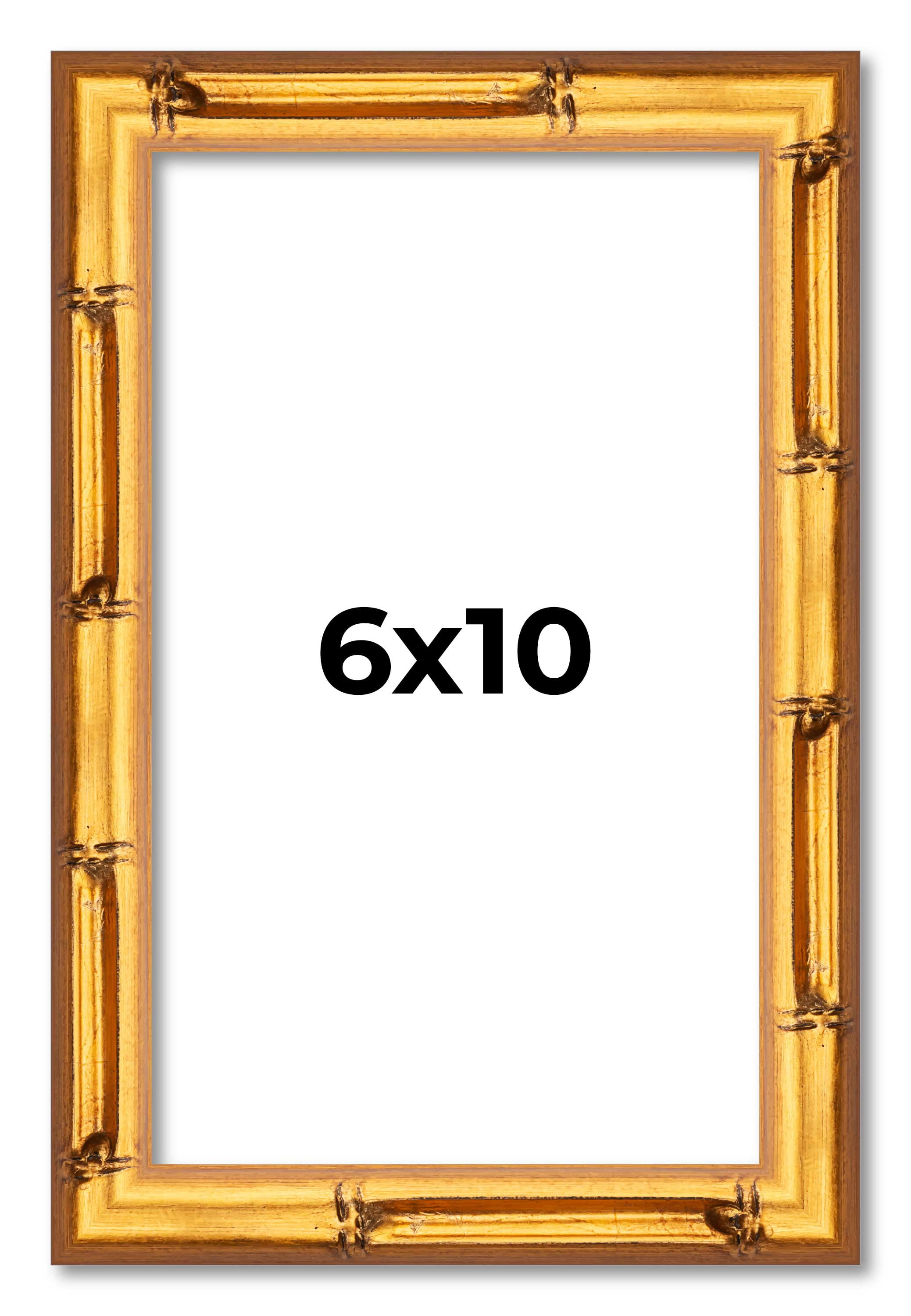 6x10 Frame Gold Bamboo Solid Wood Picture Frame | 1 Inch Moulding Width ...
