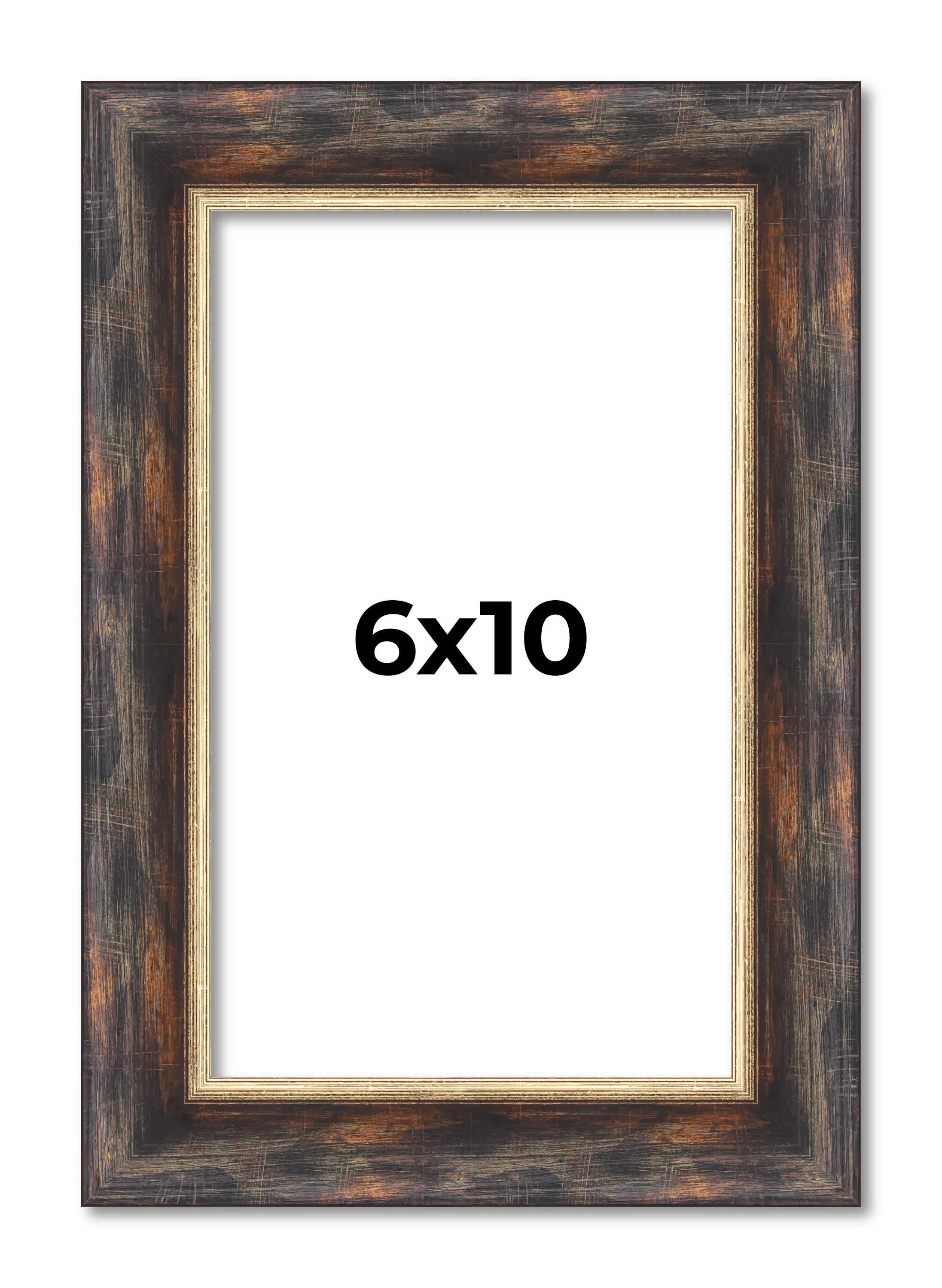 6x10 Frame Gold Real Wood Picture Frame Width 1.5 inches | Interior ...