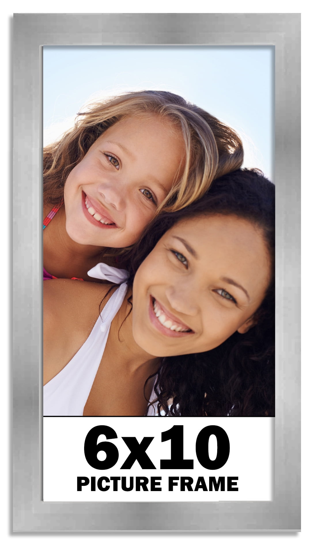 6x10 Frame Silver Stainless Steel Solid Wood Picture Frame | 0.75 Inch ...