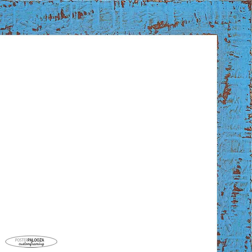 6x10 Shabby Chic Blue Picture Frame - UV Acrylic, Foam Board Backing ...