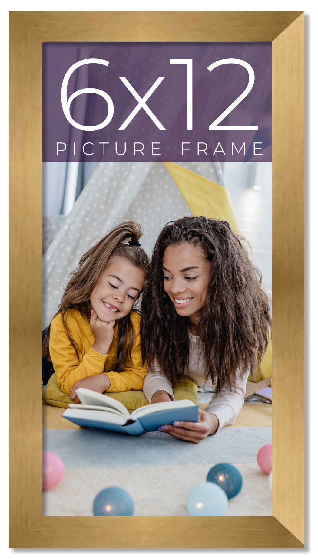 6x12 Frame Gold Bronze Solid Wood Picture Frame Width 0.75 Inches ...