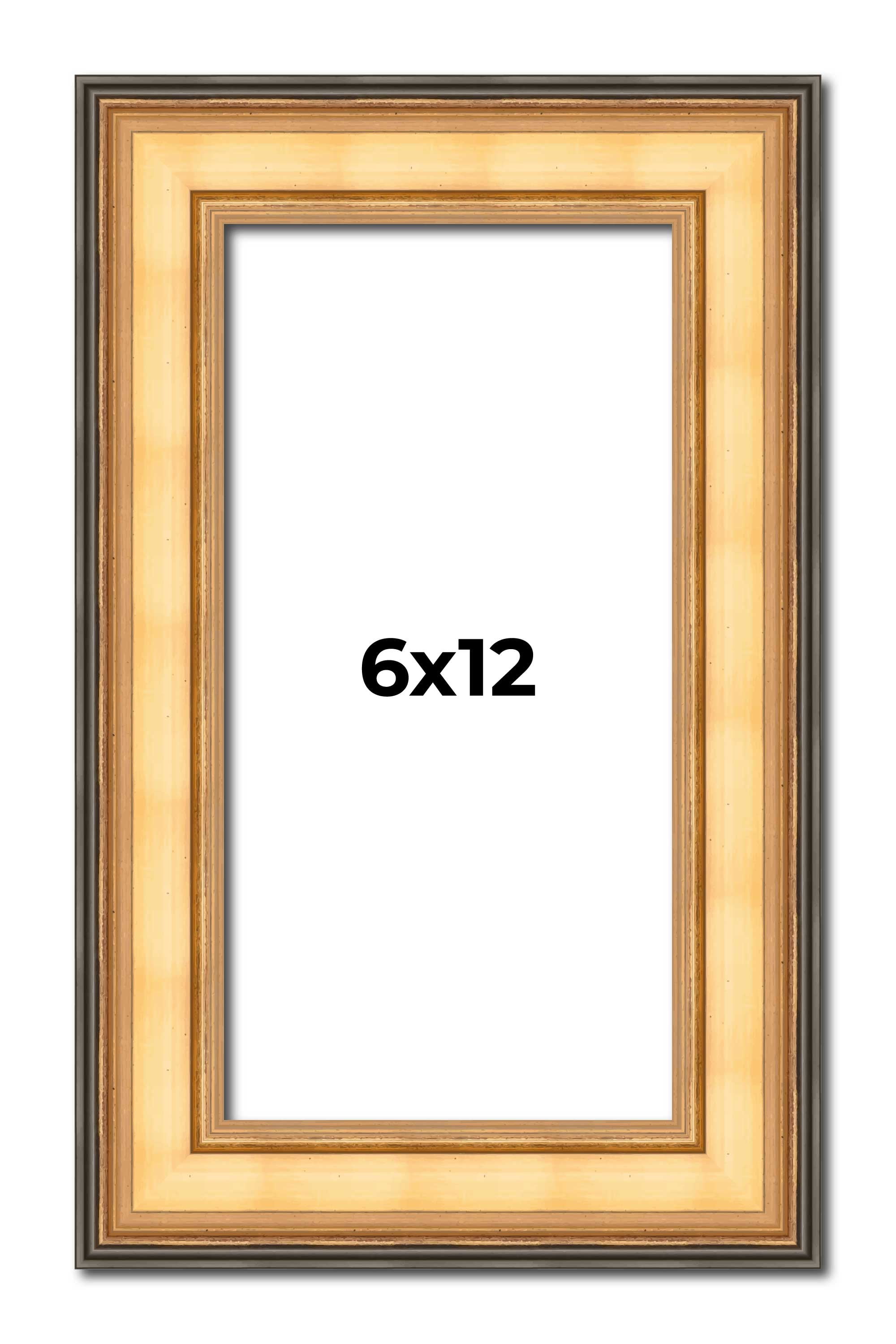 6x12 Frame Gold Plein Aire Solid Wood Picture Frame Width 2 Inches ...