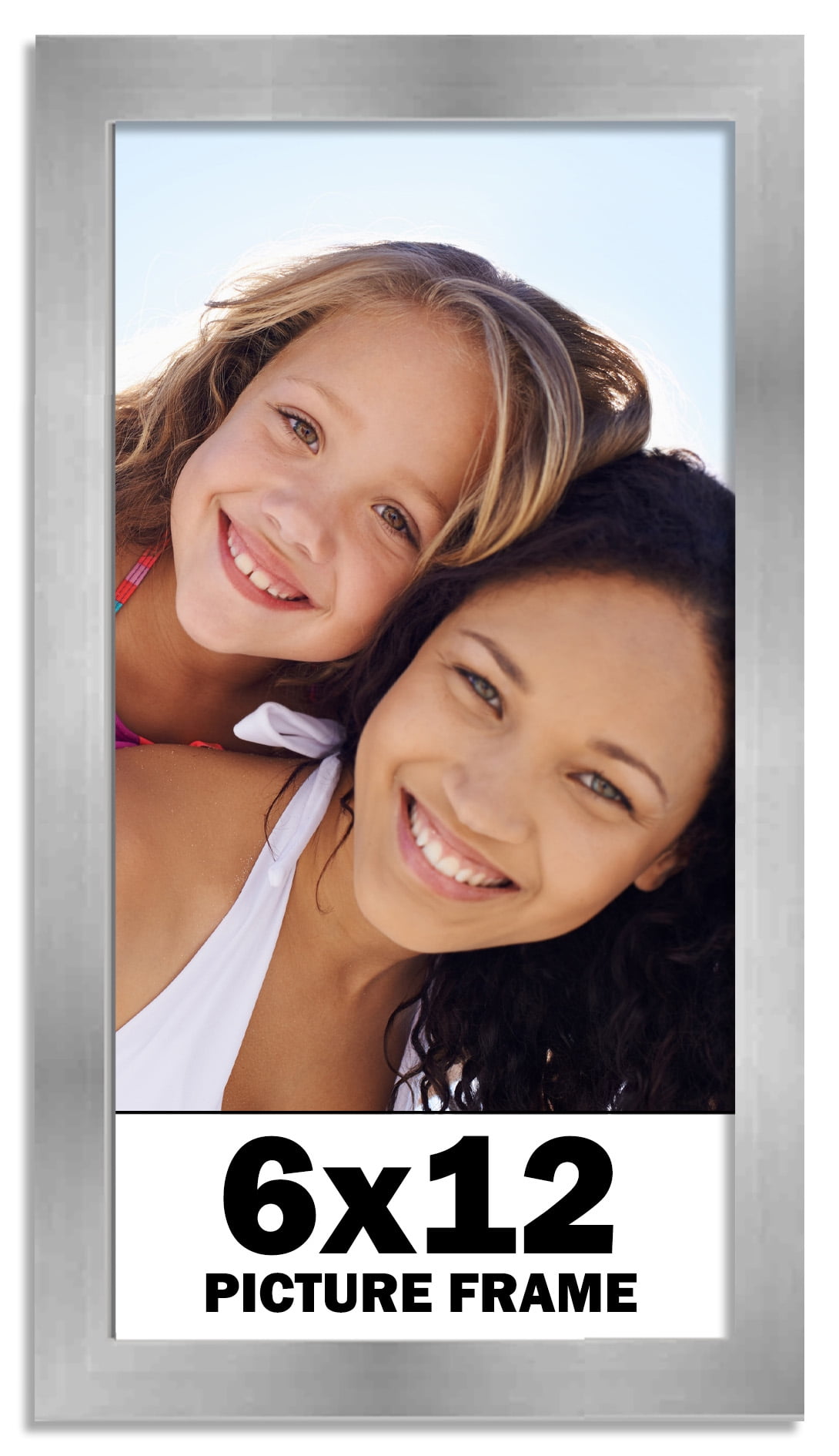 6x12 Frame Silver Stainless Steel Solid Wood Picture Frame | 0.75 Inch ...