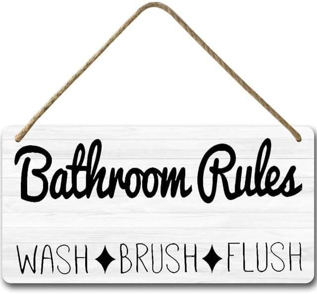 6x12 IN Bathroom Decor Wooden Bathroom Sign,Bathroom Sign Wall Decor ...