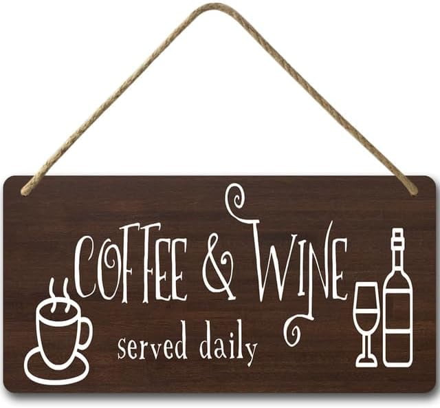 6x12 IN Coffee and Wine Bar Signs,Home Wall Decor Sign Coffee Station ...