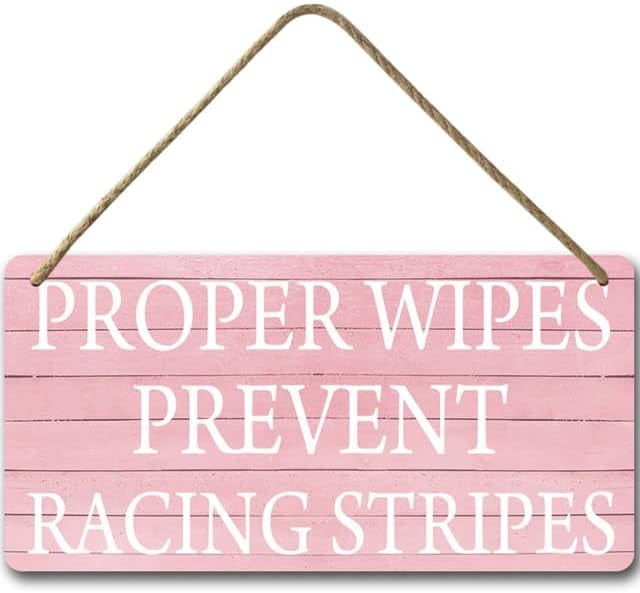 6x12 IN Proper Wipes Prevent Racing Stripes Bathroom Sign,Funny ...