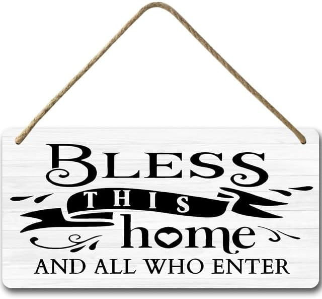 6x12 IN Vintage Bless This Home and All Who Enter Wall Sign,Rustic Farmhouse Home Signs Decor ...