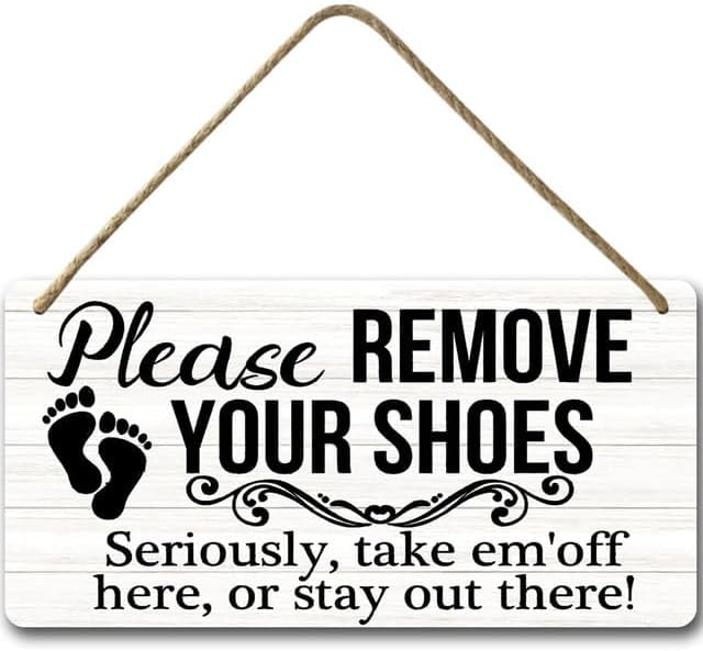 6x12 IN Welcome Please Remove Your Shoes Wall Sign,Shoes Off Sign for ...