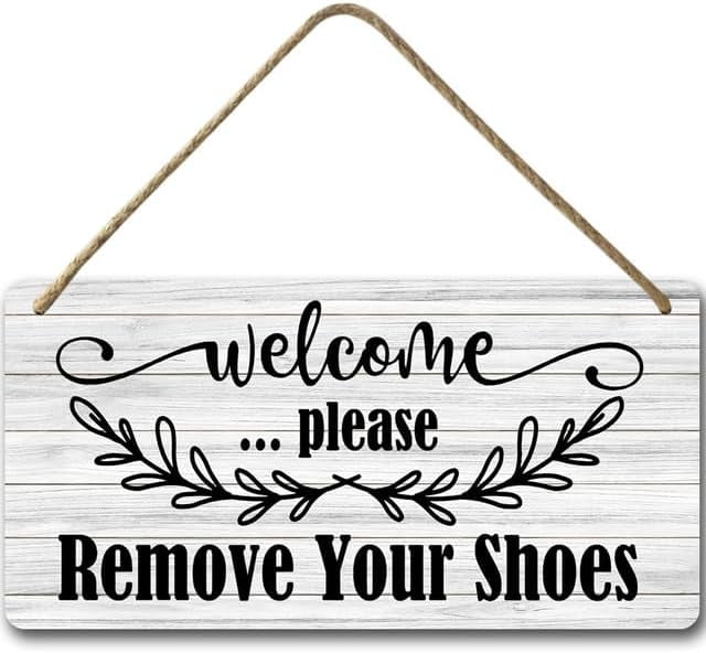 6x12 IN Welcome Please Remove Your Shoes Wall Sign,Shoes Off Sign for ...