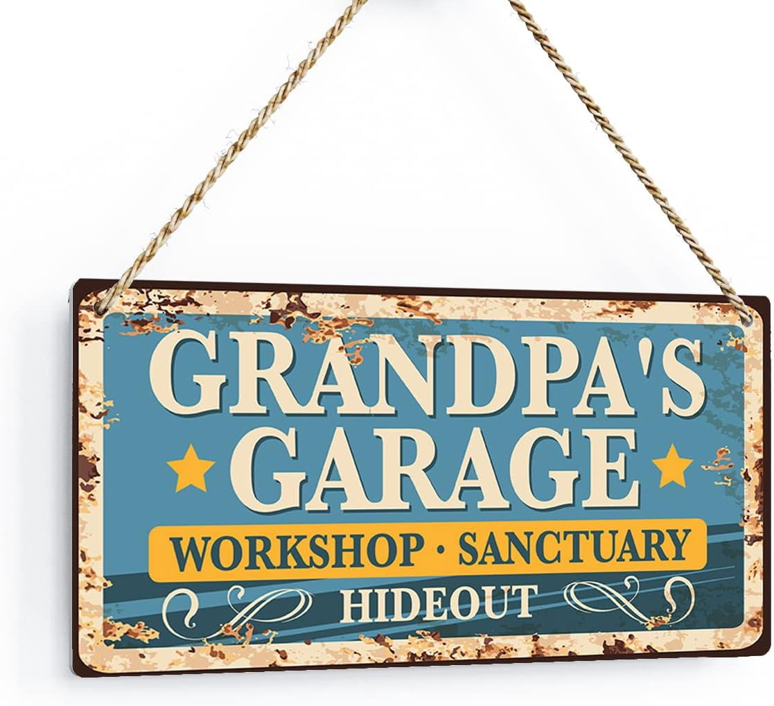 6x12 Inch Grandpa'S Garage Wooden Hanging Sign Decor, Garage Signs For ...