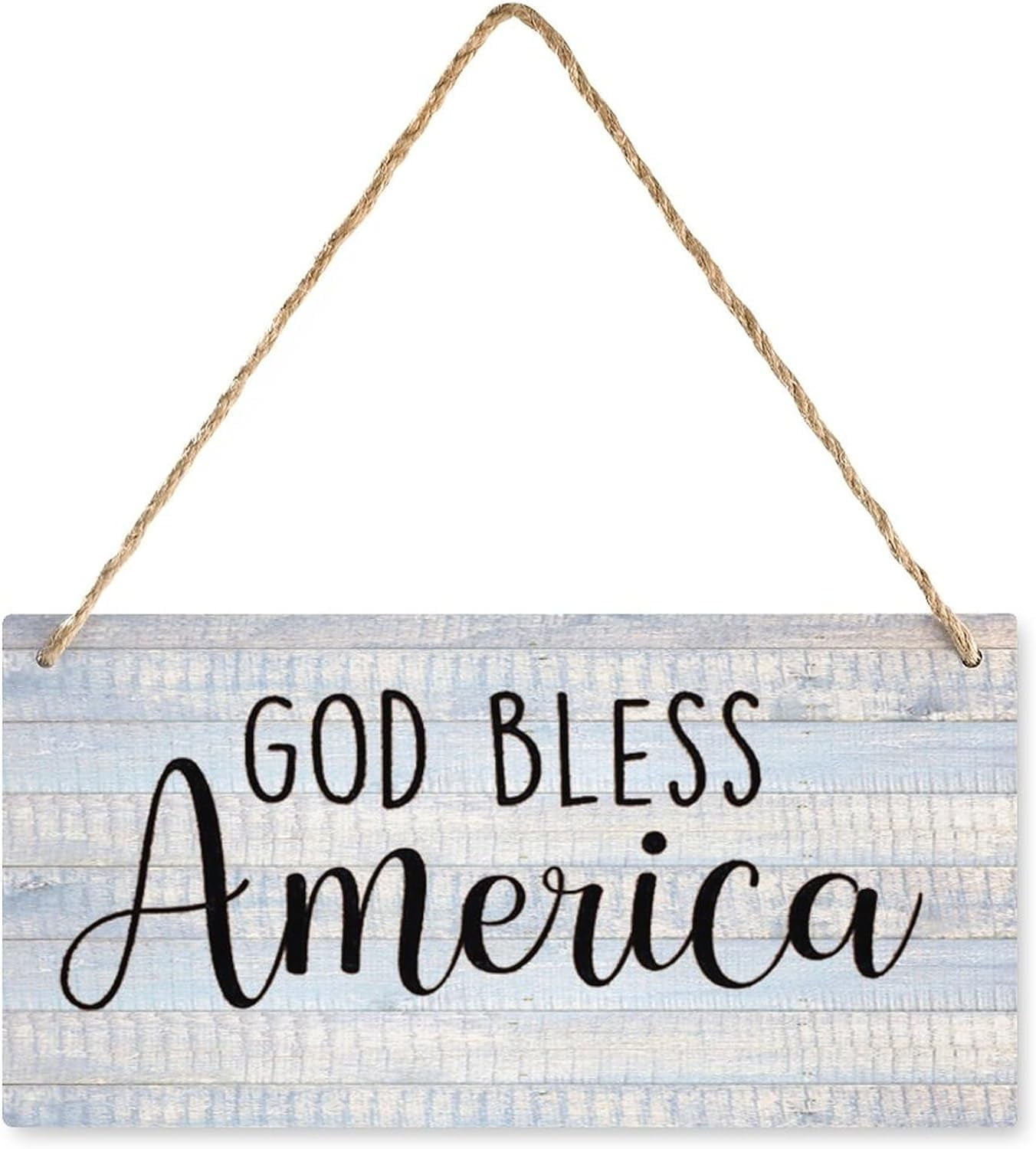 6x12 Inch Hanging Door Sign God America Rustic Wooden Sign For Front ...