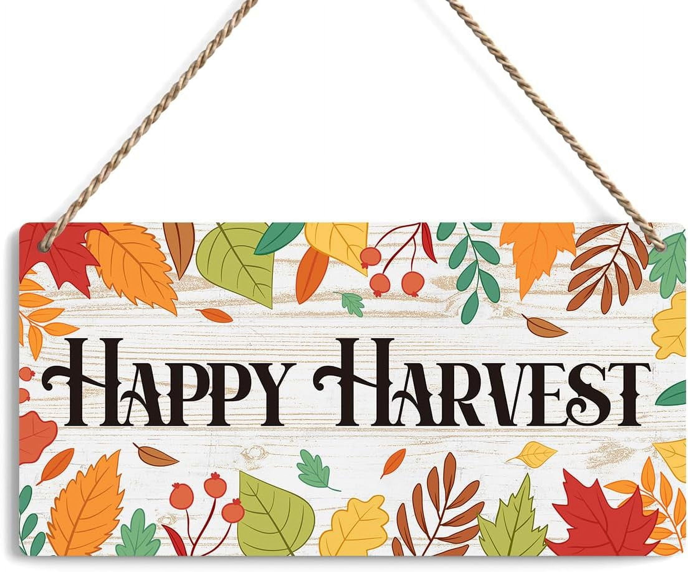6x12 Inch Happy Harvest Leaves Autumn Wooden Signs Decoration Fall ...