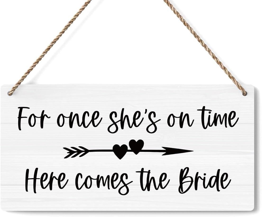 6x12 Inch Here Comes The Bride Sign, Rustic Wedding Signs Wedding Decor ...