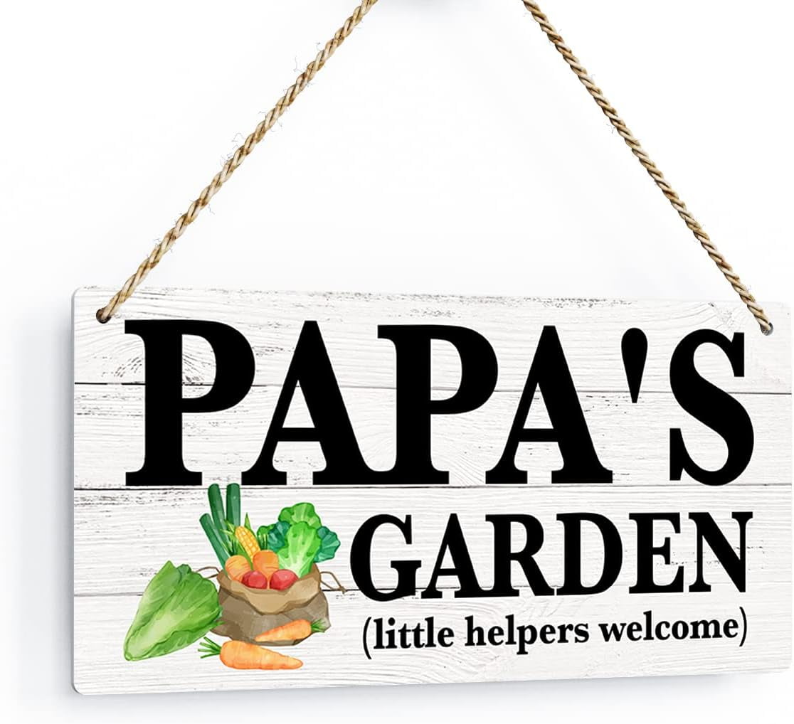 6x12 Inch Papa'S Garden Outdoor Garden Wooden Hanging Sign Decor, Indoor Outdoor Garden ...
