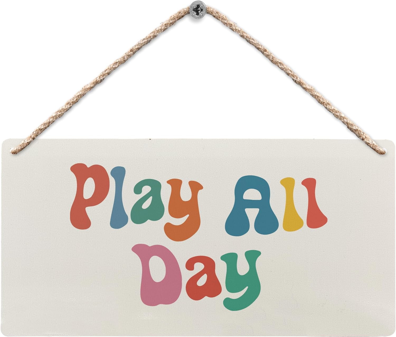 6x12 Inch Play All Day Playroom Wood Plaque Sign, Play Signs For Kids ...