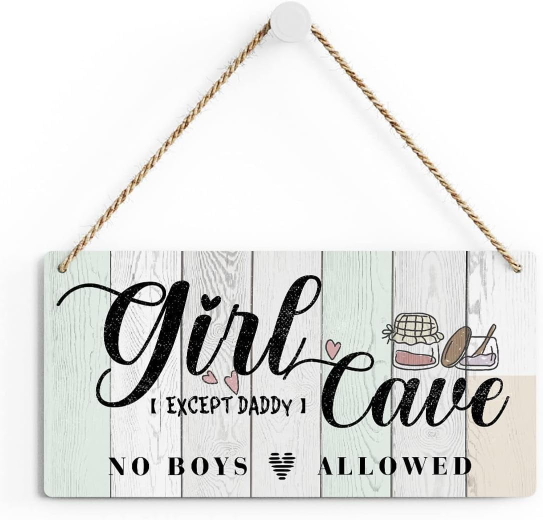 6x12 Inch Rustic Girl Cave Wood Decor Sign, Pink Girls Room Printed ...