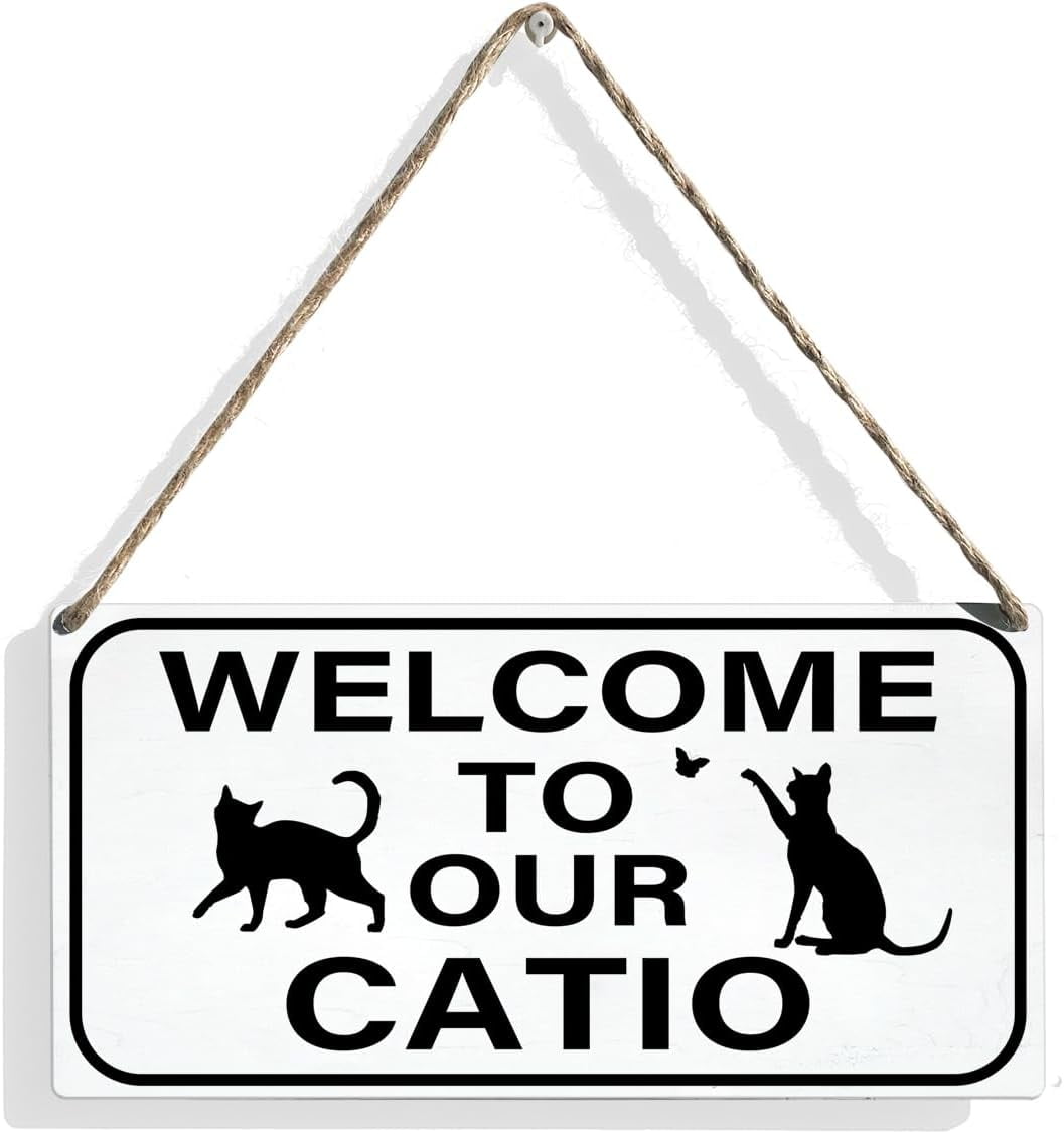 6x12 Inch Welcome To Our Catio Wood Sign Cat Lovers Wooden Signs Rustic ...
