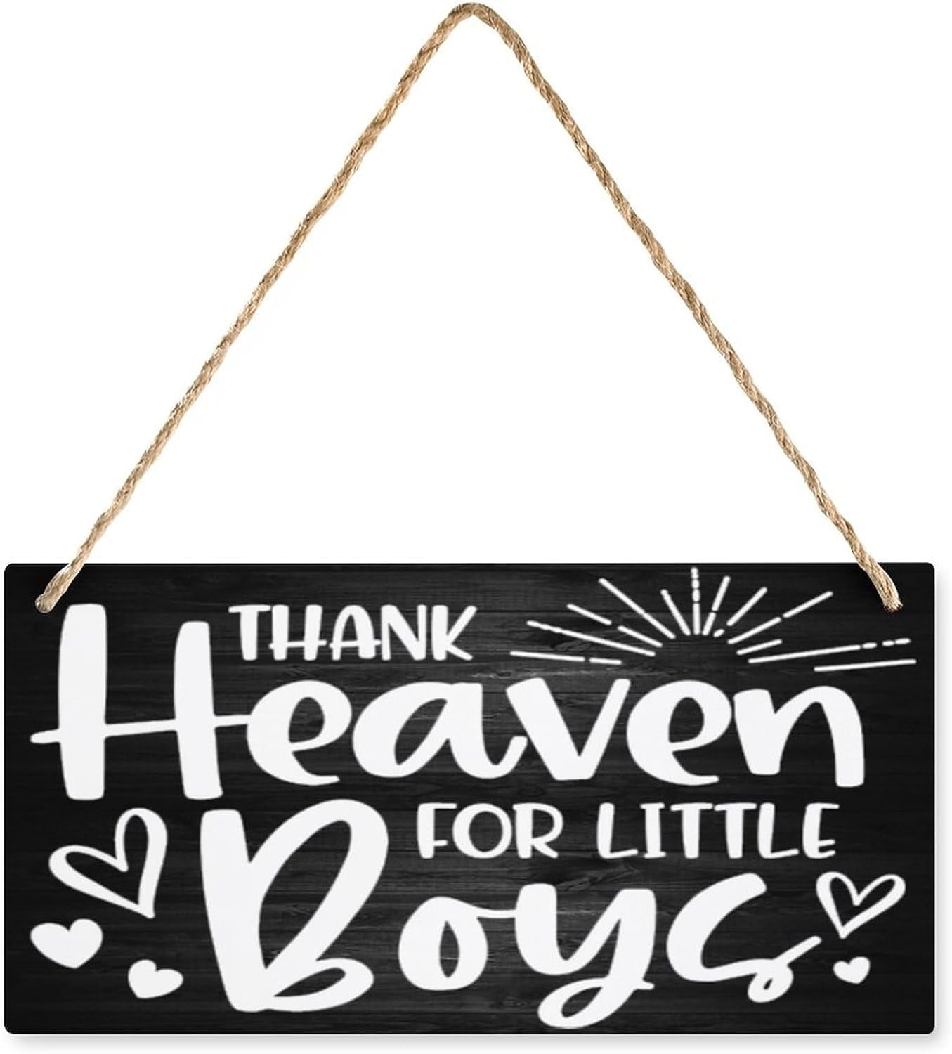 6x12 Inch Wooden Hanging Sign Plaque Thank Heaven For Little Boys ...