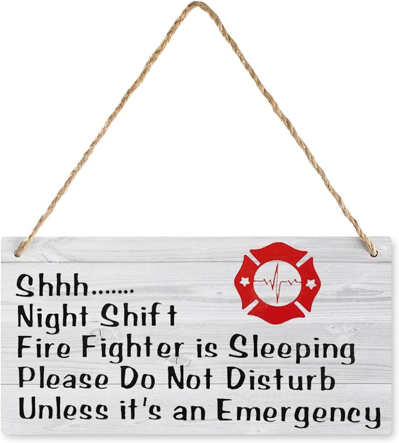 6x12 Inch Wooden Sign Shhh... Night Shift Fire Fighter Is Sleeping ...