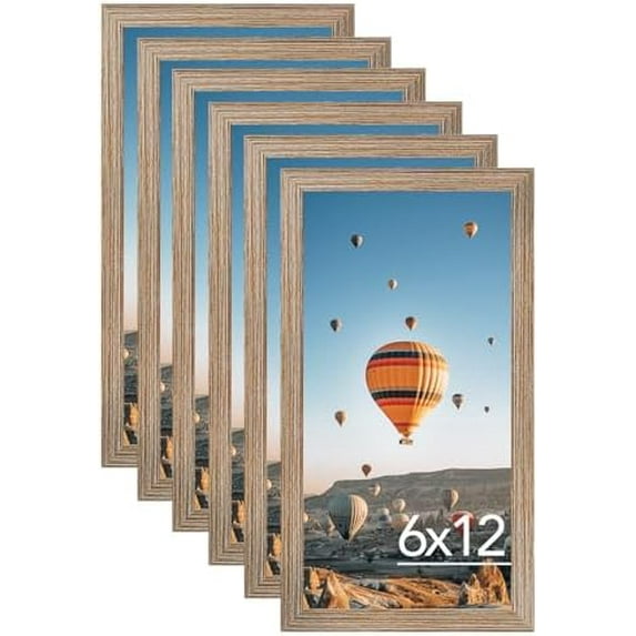 6x12 Rustic Brown Picture Frame Set of 6, Horizontal and Vertical ...