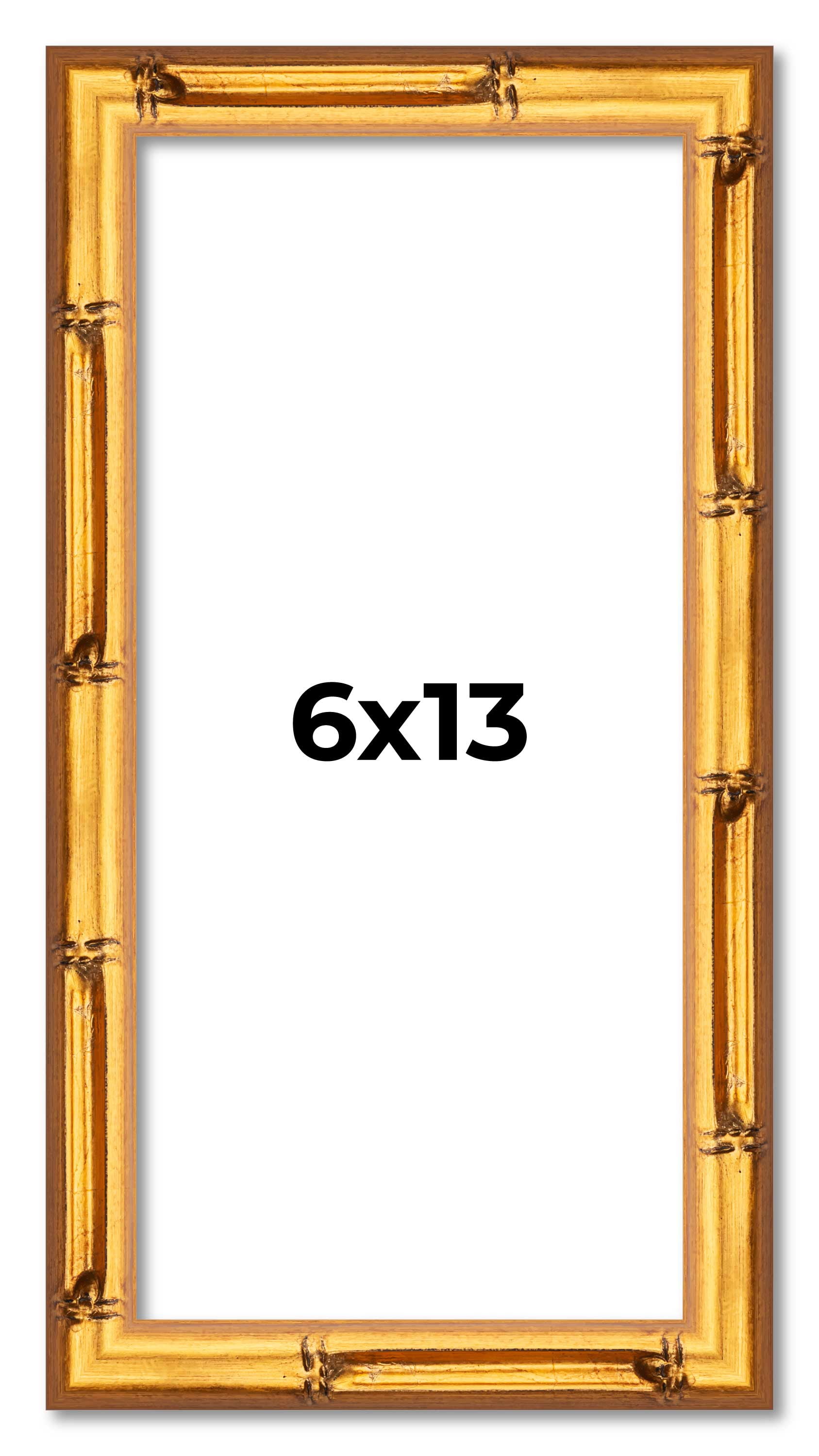 6x13 Frame Gold Bamboo Solid Wood Picture Frame | 1 Inch Moulding Width ...