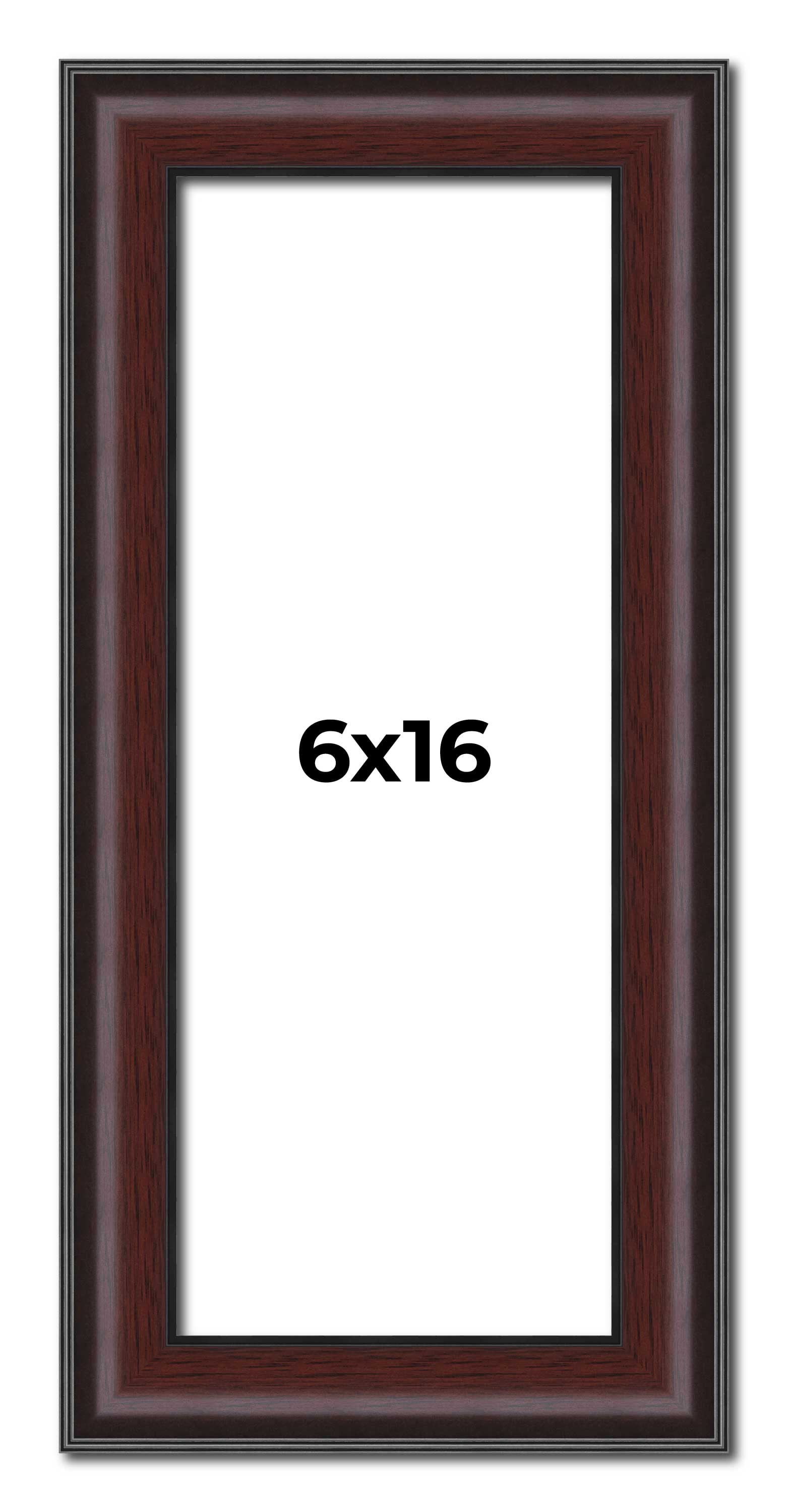 6x16 Frame Brown Round Mahogany Solid Wood Picture Frame | 1.625 Inch ...