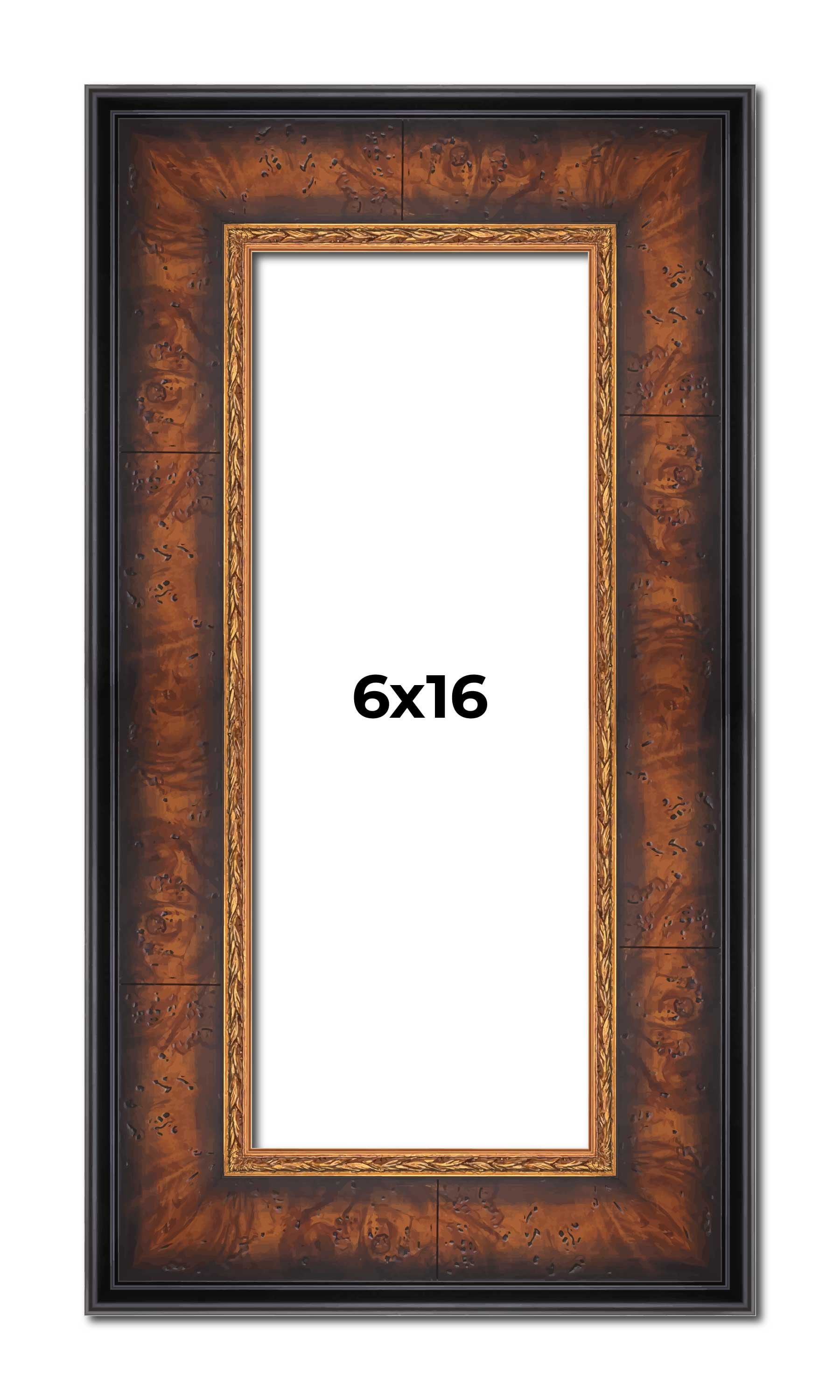 6x16 Frame Brown Walnut Gold Ornate Trim Solid Wood Plein Air Picture ...