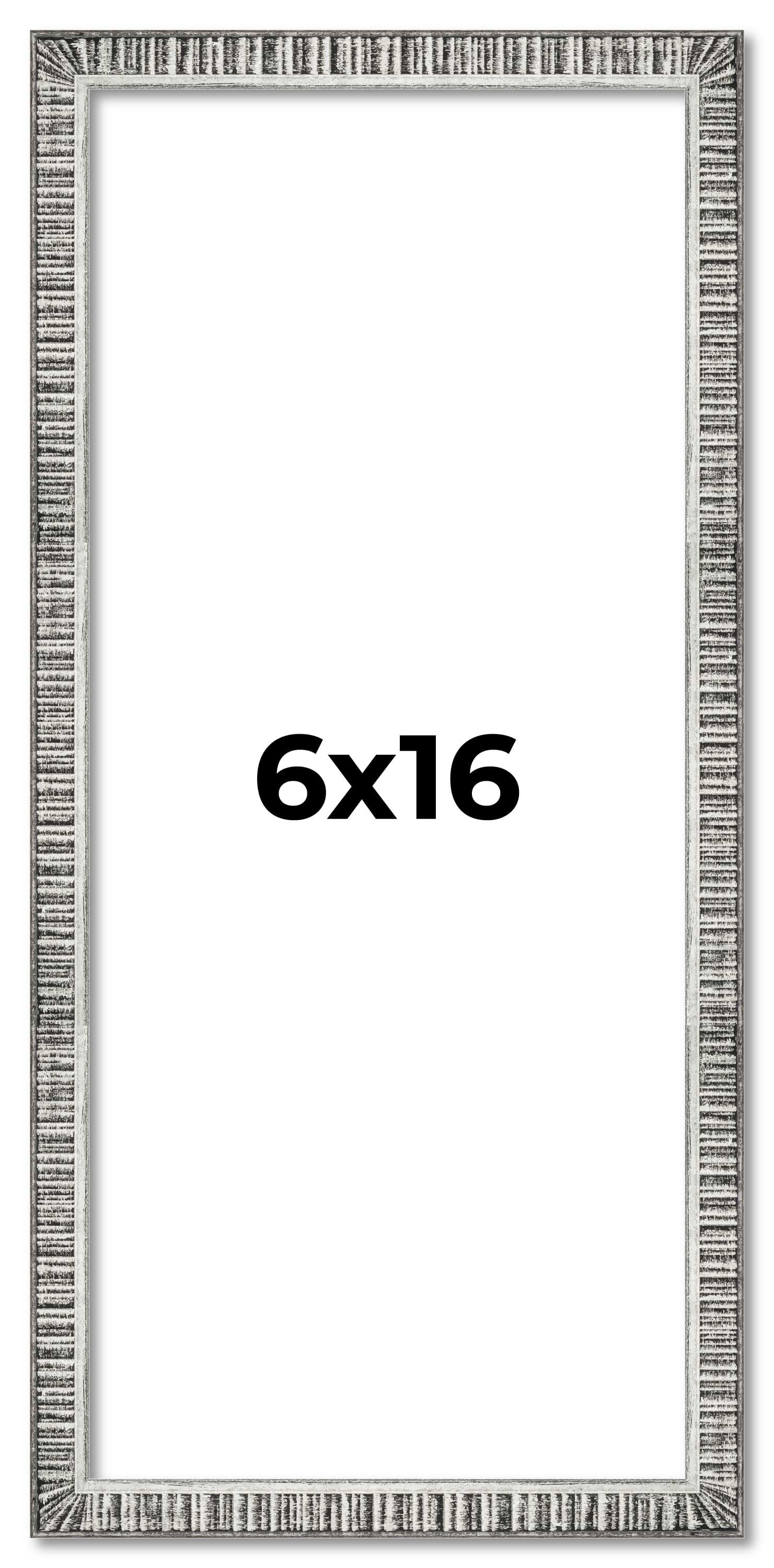 6x16 Frame Silver Grey Distressed Solid Wood Picture Frame | 0.75 Inch ...