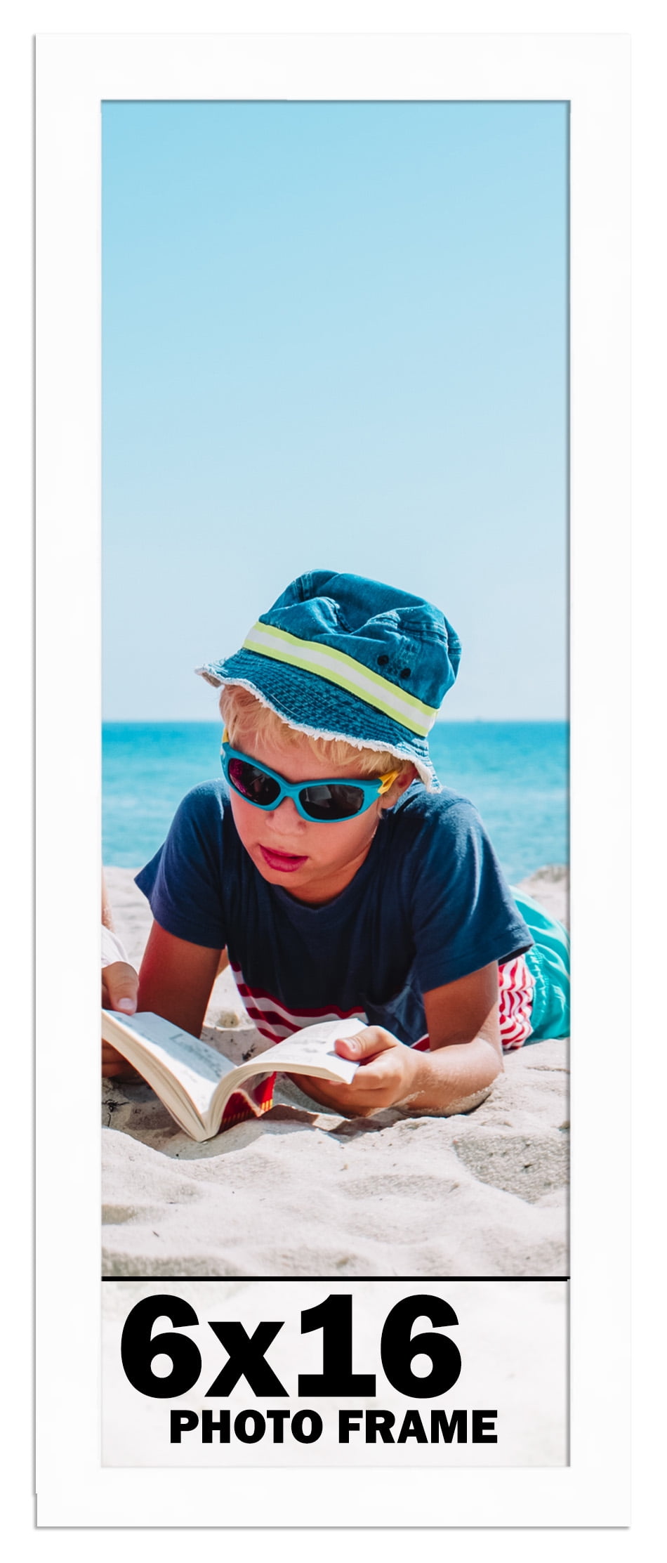 6x16 Frame White Solid Wood Picture Frame Includes UV Acrylic Shatter ...