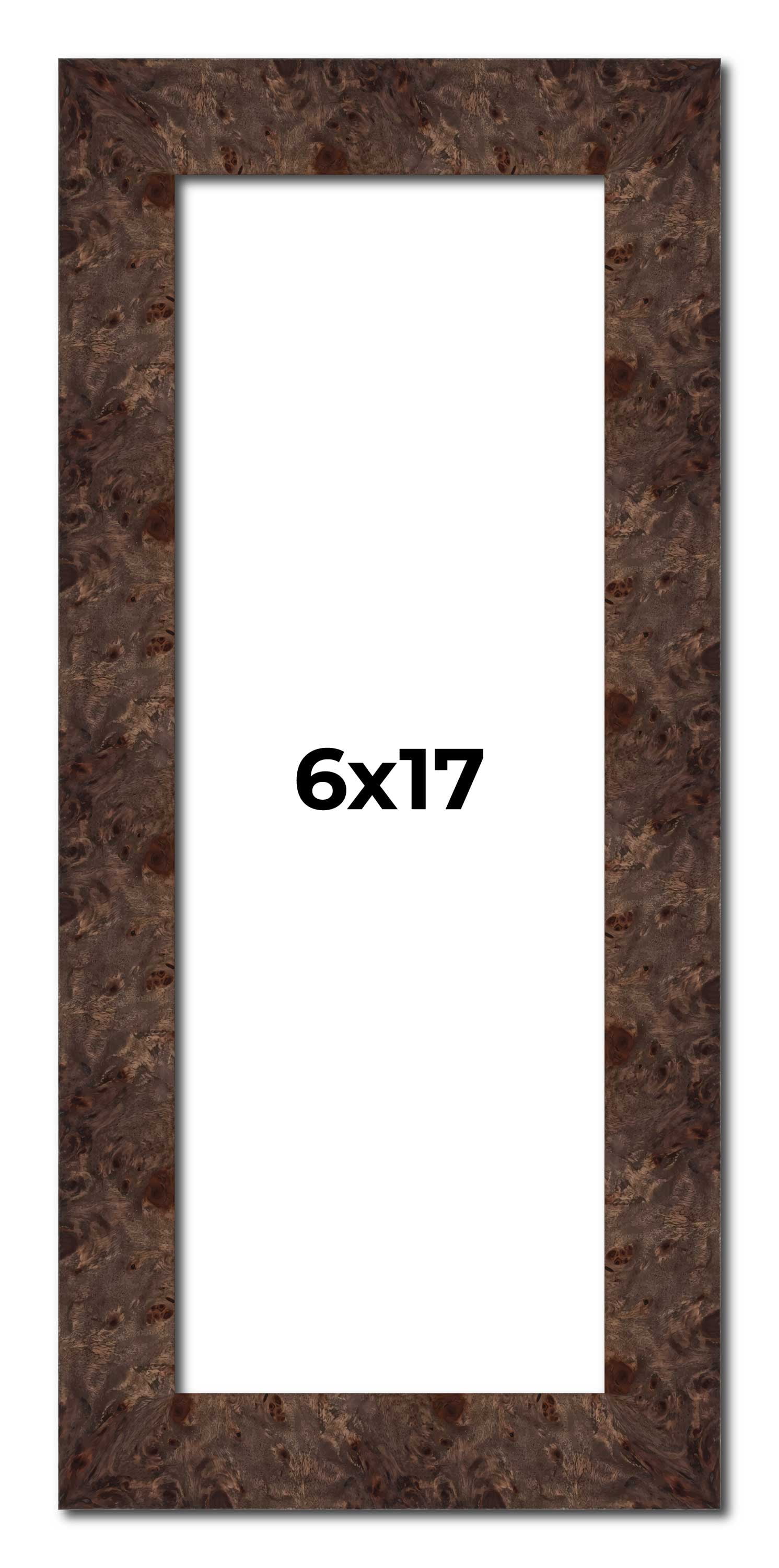 6x17 Frame Brown Burl Real Wood Picture Frame Width 1.625 Inches ...